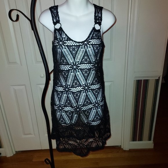 J. Valdi | Swim | J Valdi Black Crochet Beach Cover Up Dress Size S ...